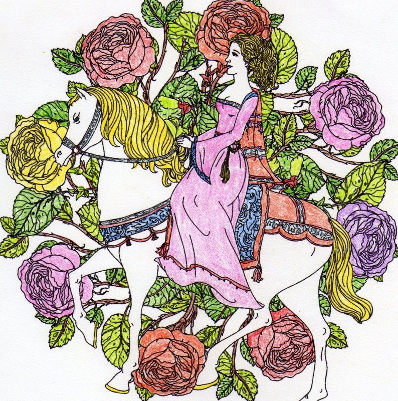 Mandala with a Princess riding her horse - Mandalas with Characters ...