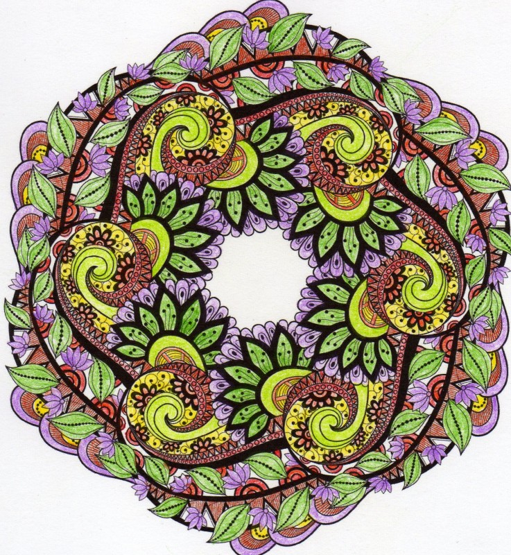 Mandala with flowers and leaves full of details - Very difficult ...
